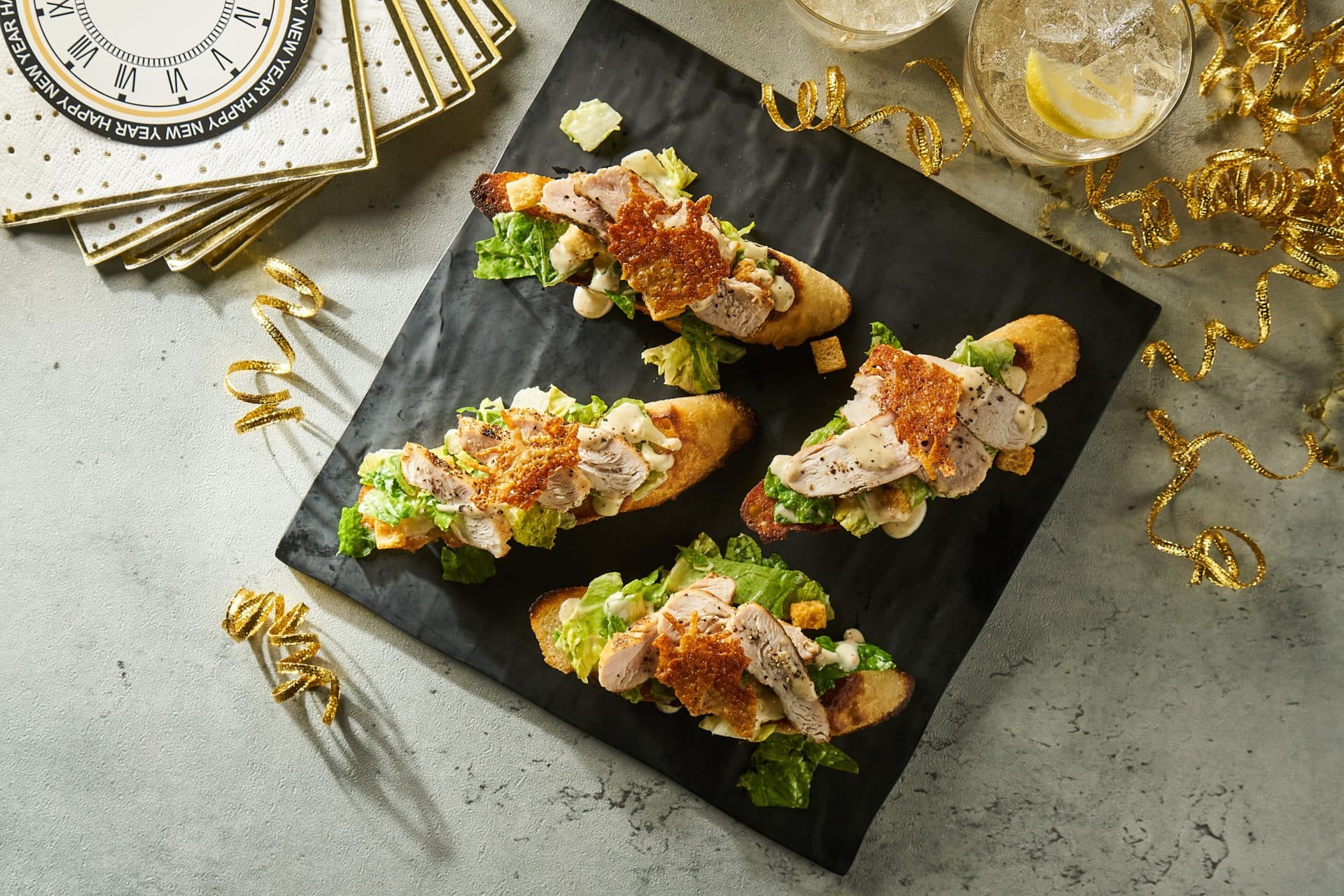 New Year’s Creamy Truffle Caesar Chicken Crostini - Fresh Express
